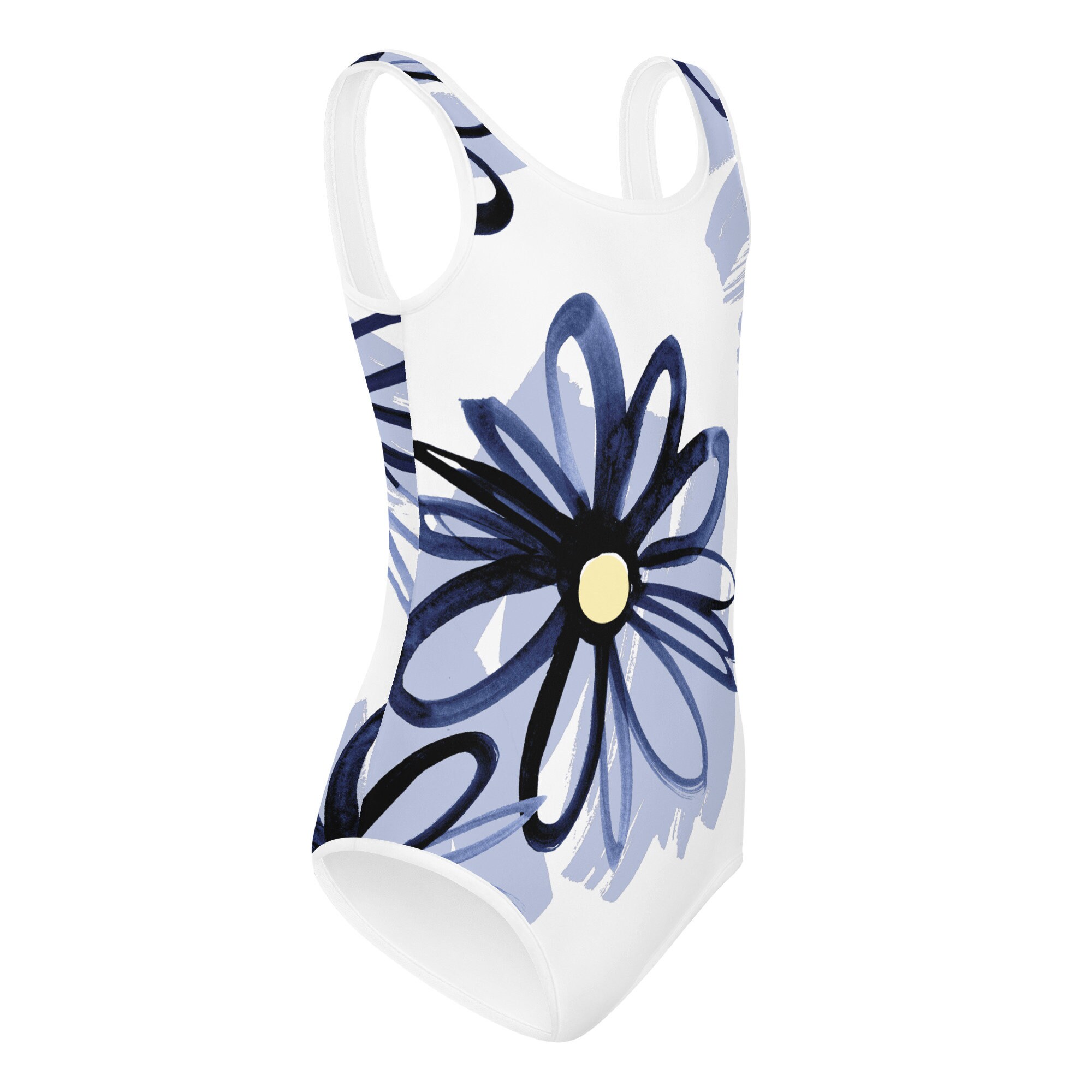 Daisy Swimsuit/ Watercolor Daisy Bathing Suit/ Girls Flower One Piece ...