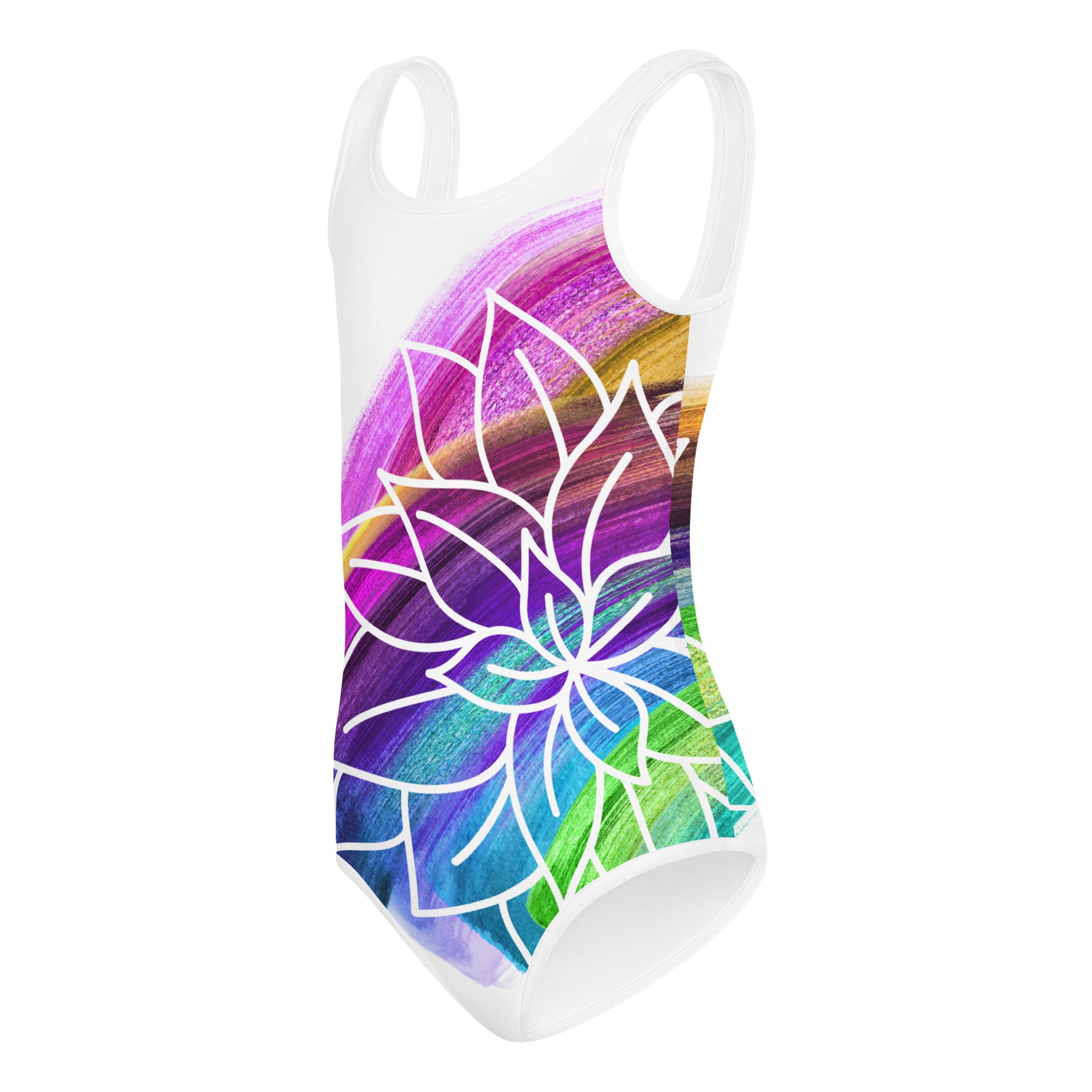 Lotus Flower Swimsuit/ Toddler Flower Bathingsuit/ Girls Colorful One ...