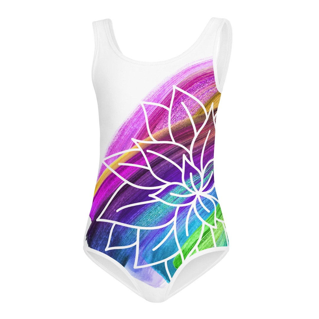 Lotus Flower Swimsuit/ Toddler Flower Bathingsuit/ Girls Colorful One ...