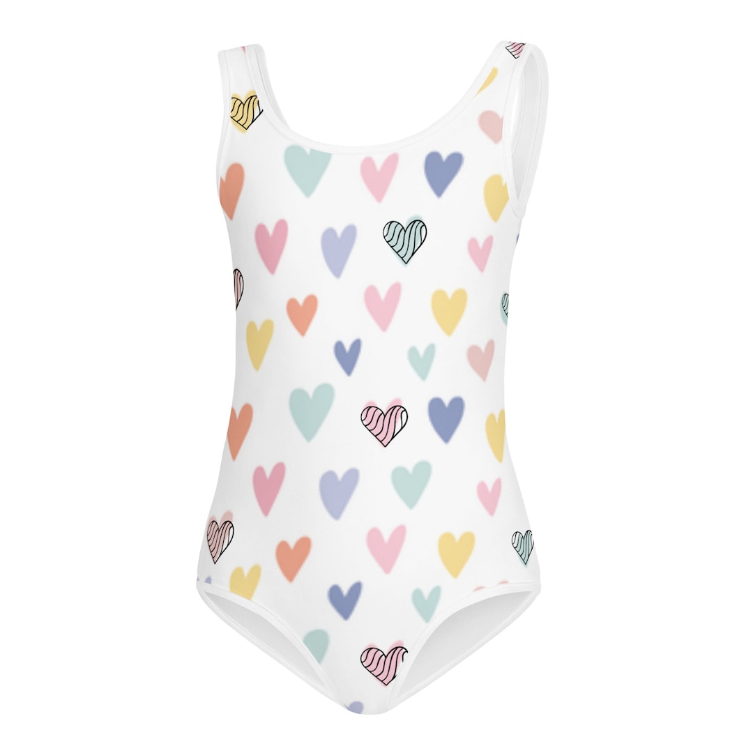 Colorful Heart Bathing Suit/ Girls Heart Swimsuit/ Toddler Heart One ...