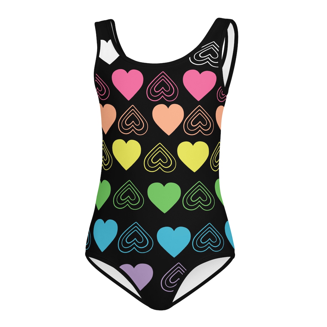 Heart Swimsuit, Heart Bathing Suit, Girls One Piece Swimsuit, Girls ...