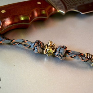 Knife Lanyard/keychain With Wolf Bead, Brass Beads, Unique Gift for Men ...