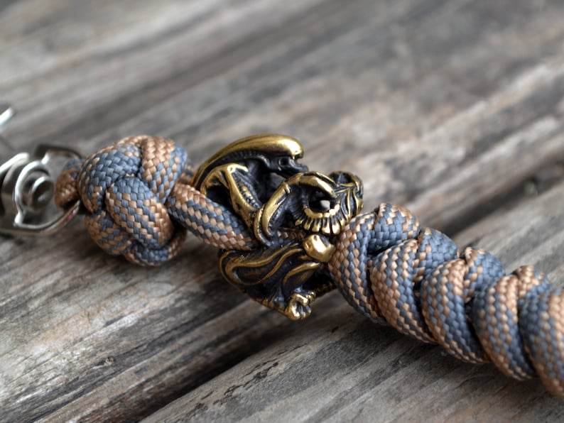 Paracord Key Ring/keychain With Alien Brass Bead and - Etsy