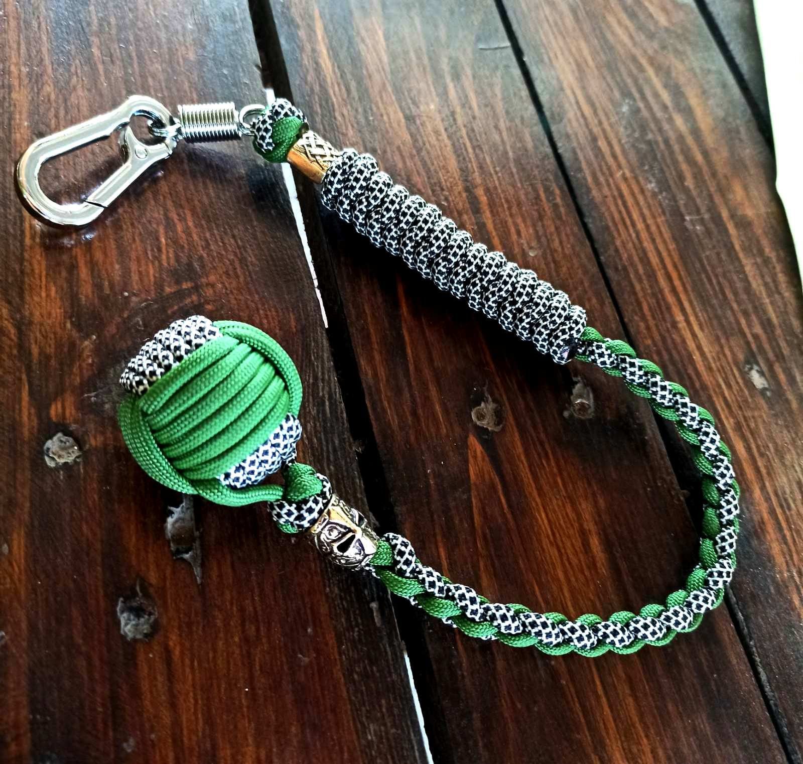 Monkey Fist Keychain Templar Helmet Bead Braided Paracord | Etsy