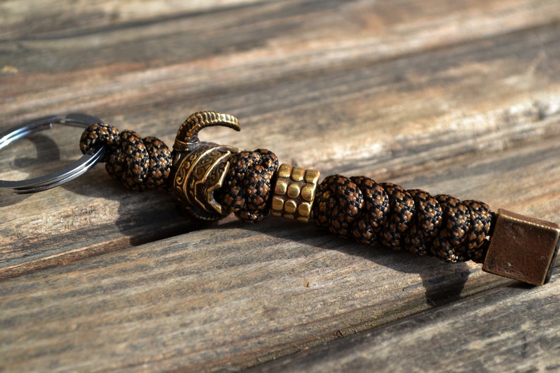 Key Ring/keychain From Paracord With Viking Helmet and Round Brass ...