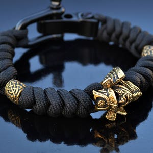 Paracord Bracelet With Samurai Bead, Black Paracord Bracelet, Viking ...