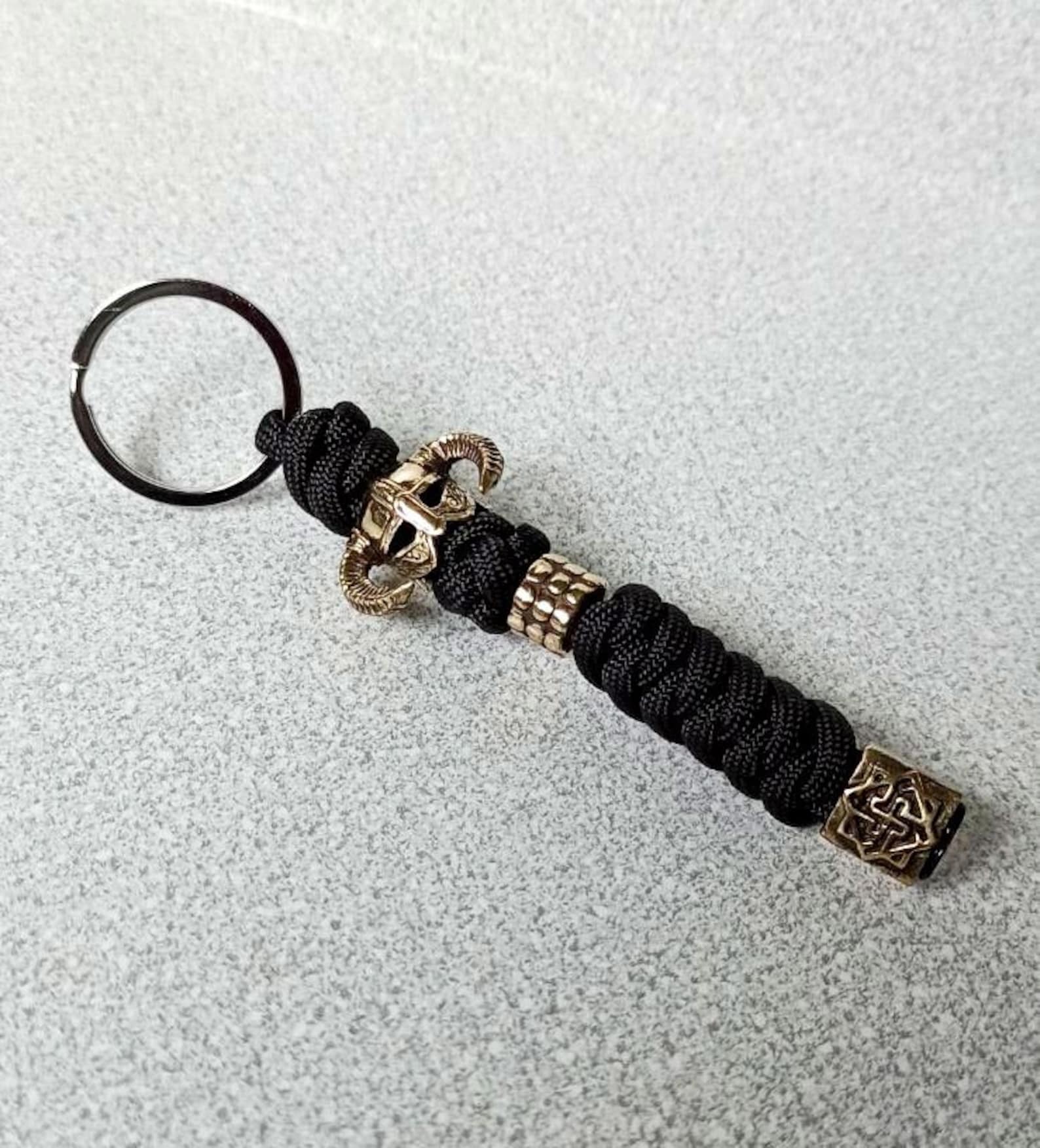 Key Ring/keychain From Paracord With Viking Helmet and Round Brass ...