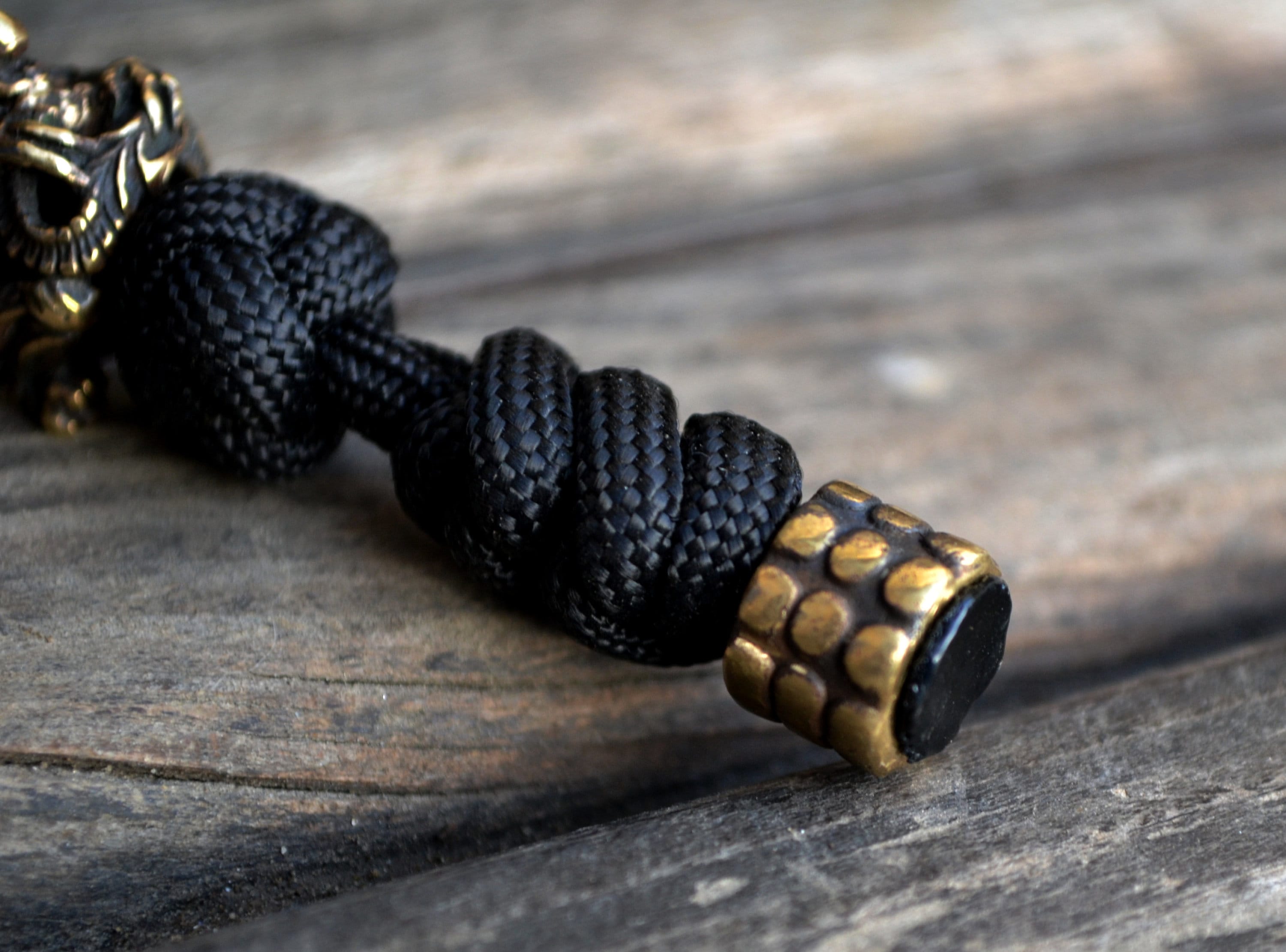 Paracord knife lanyard/keychain with Alien brass bead unique | Etsy