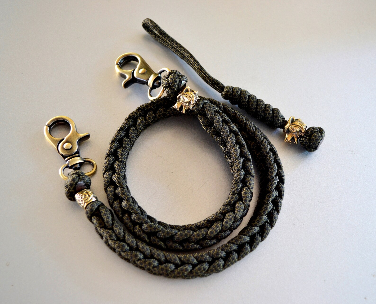 Wallet Jean chain with wolf brass bead jeans paracord chain | Etsy