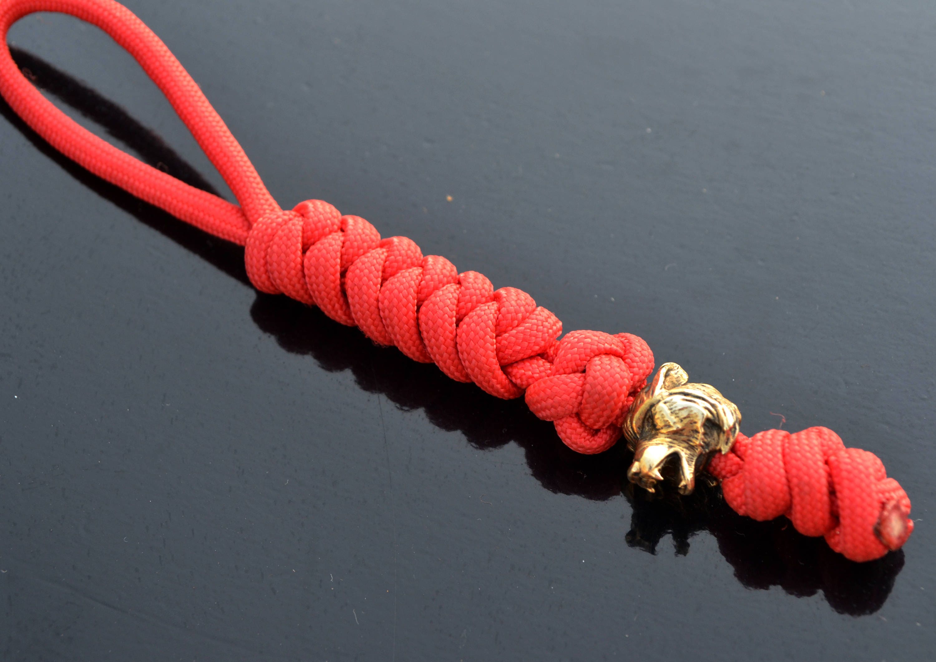 Knife lanyard with wolf bead paracord keychain custom | Etsy