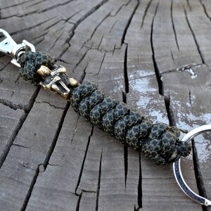 Men Key Chain With Templar Brass Bead Paracord Key Fob With Templar ...