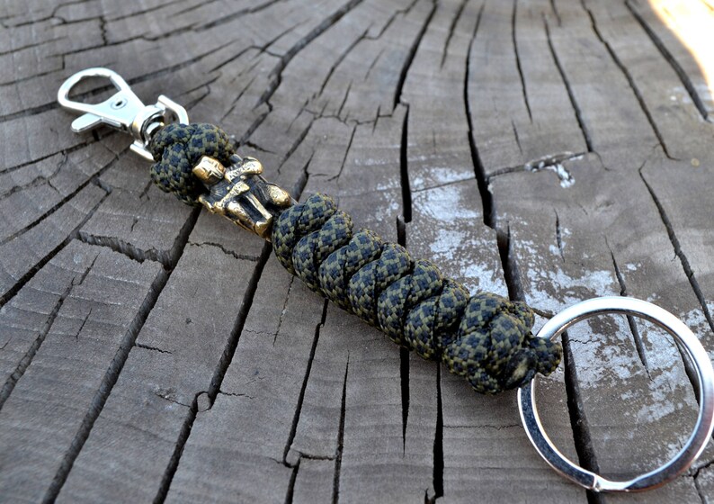 Men Key Chain With Templar Brass Bead Paracord Key Fob With - Etsy