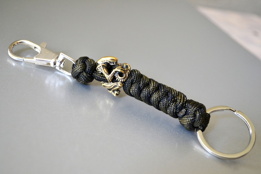 Paracord Key Ring/keychain With Alien Brass Bead and Carabiner, Gift ...