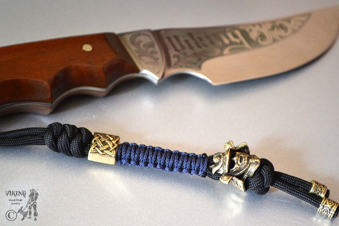 Paracord Knife Lanyard With Samurai Helmet, Octopus, Men Keychain ...