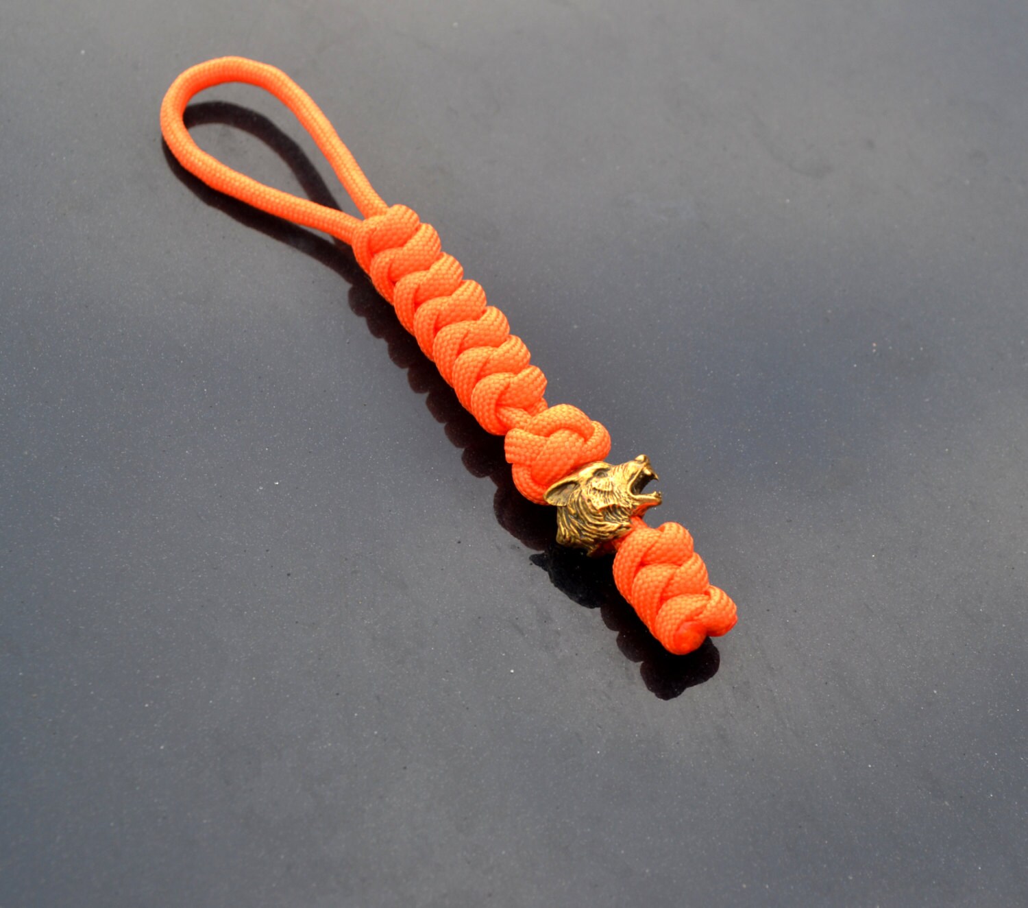 Knife Lanyard With Wolf Bead Paracord Keychain Custom - Etsy