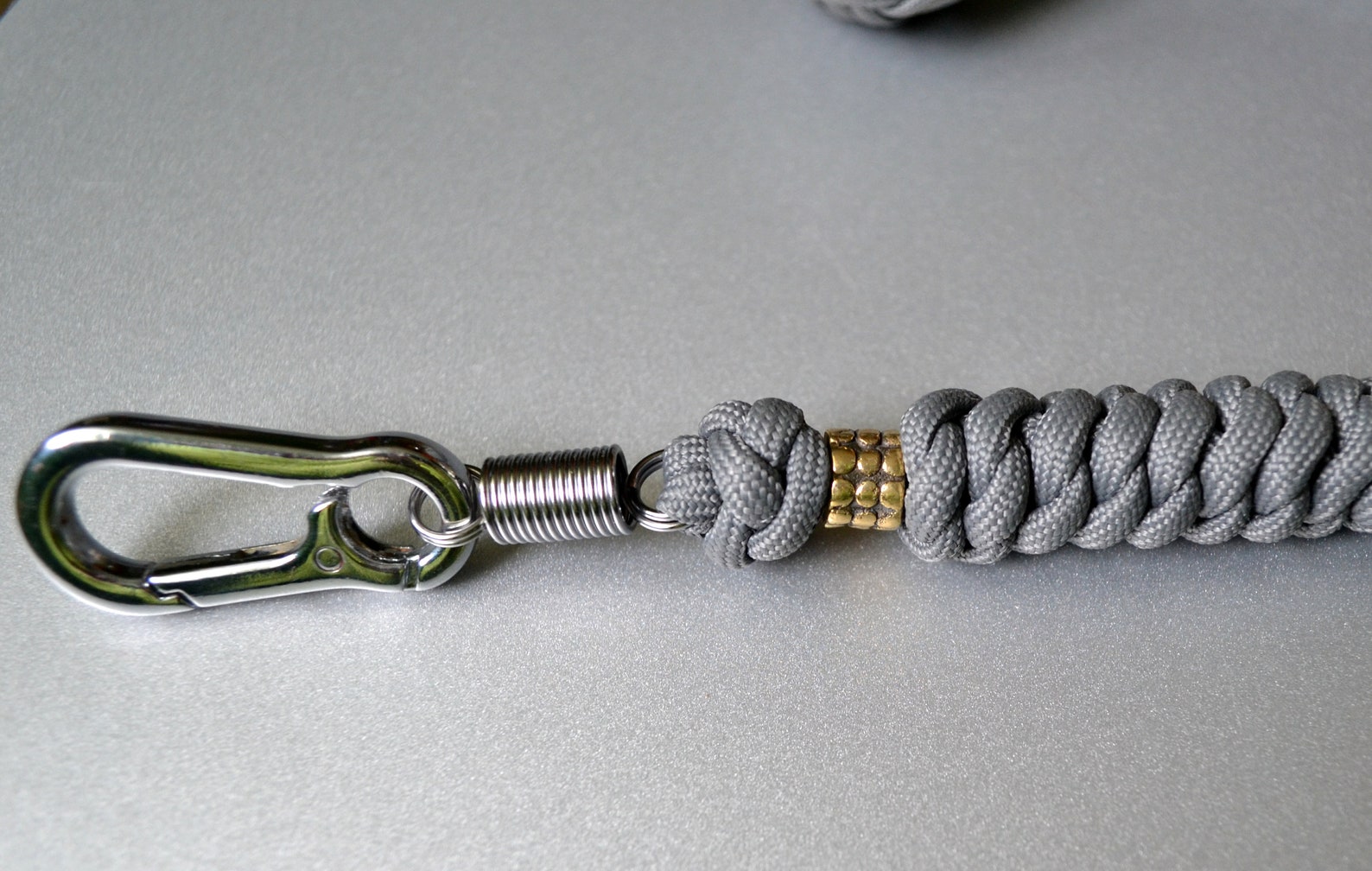 Braided Paracord Monkey Fist Keychain: Brass Bead, Steel Carabiner - Etsy