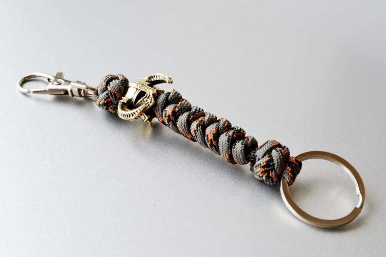 Paracord Key Ring/keychain With Viking Helmet Brass Bead and - Etsy