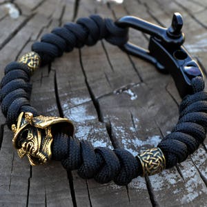 Paracord bracelet with samurai bead black paracord bracelet | Etsy