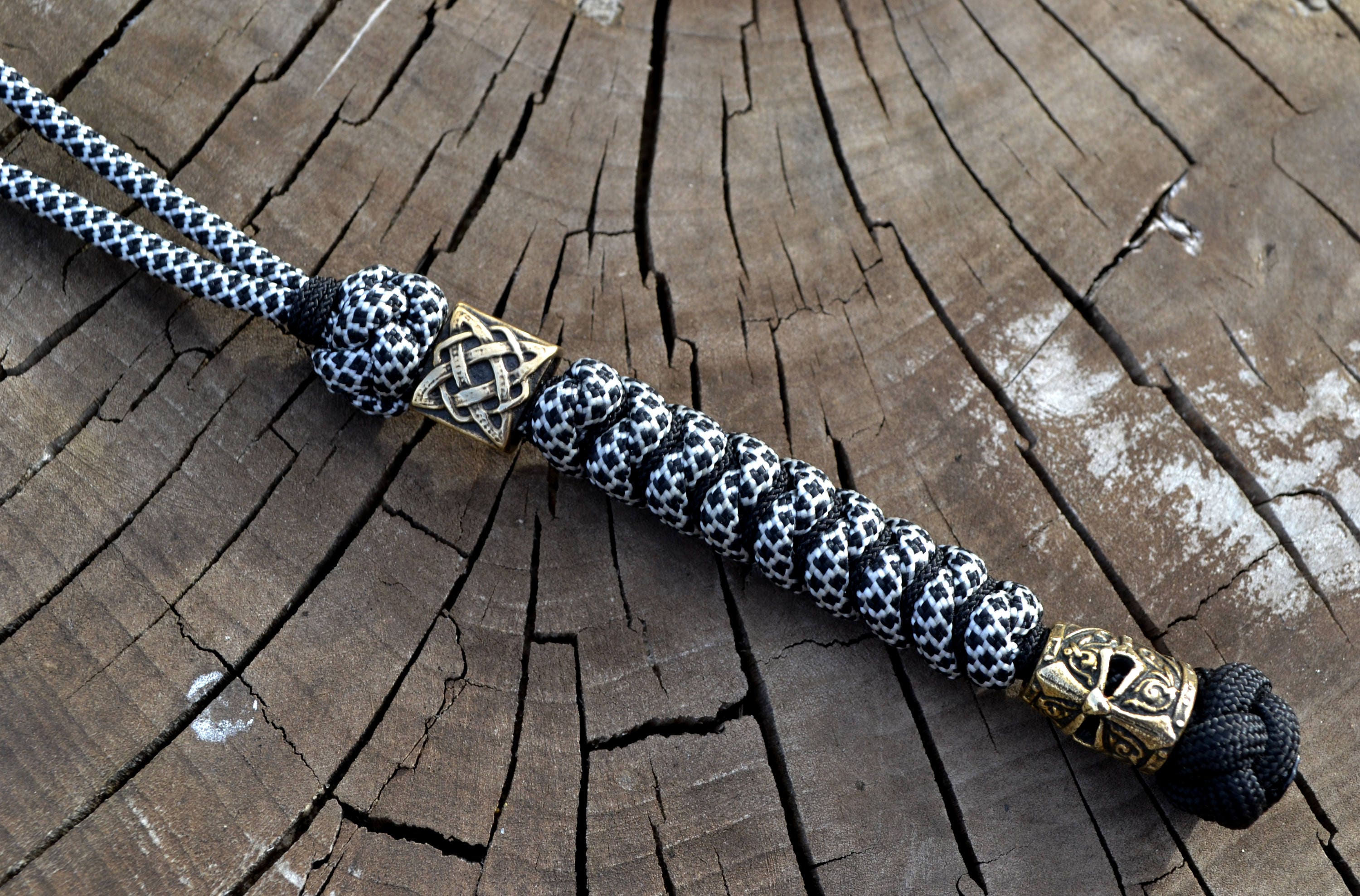 Knife Lanyard/keychain With Brass Bead Paracord Lanyard - Etsy