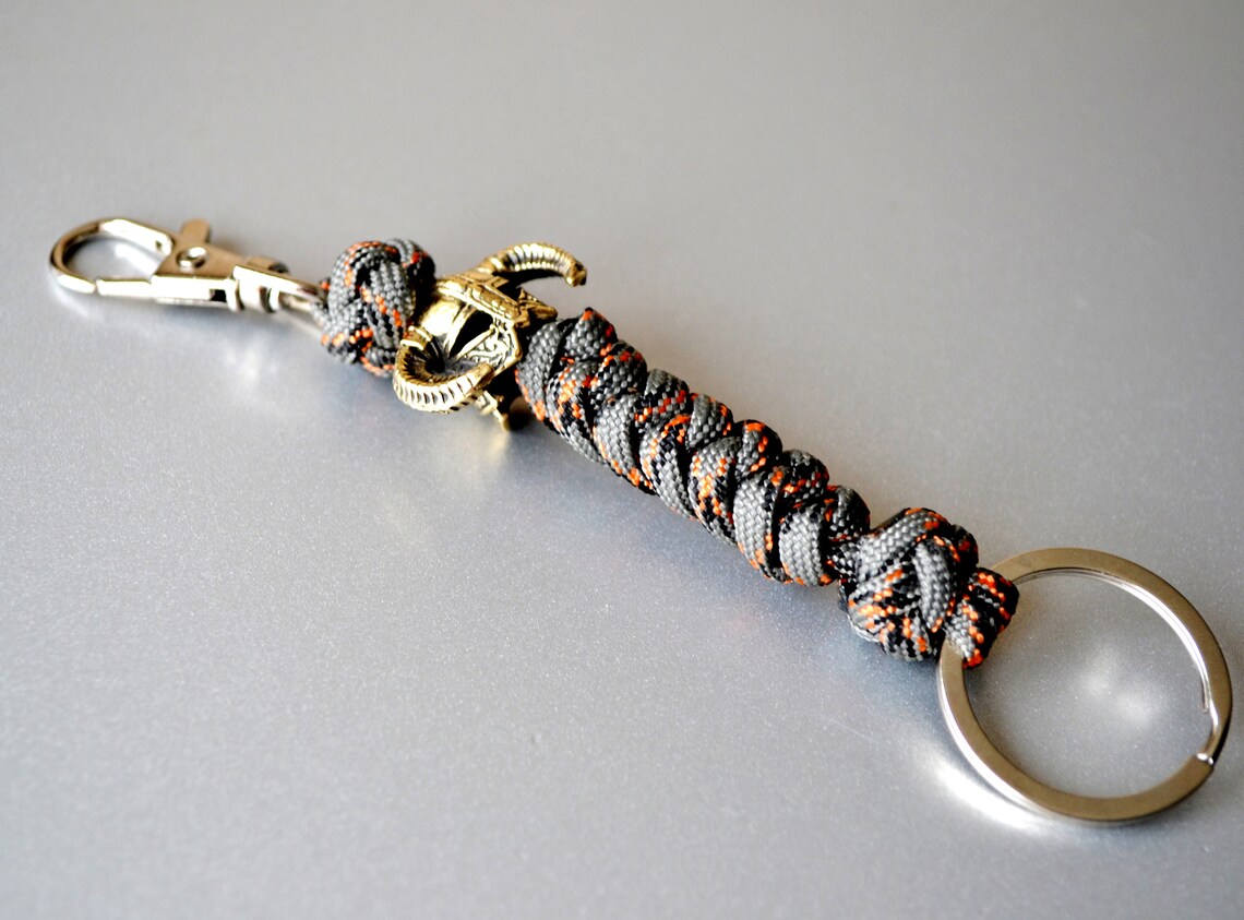 Paracord Key Ring/keychain With Viking Helmet Brass Bead and - Etsy