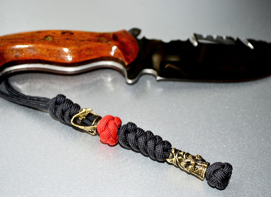 Knife Lanyard Paracord Knife Lanyard With Brass Bead Veles | Etsy
