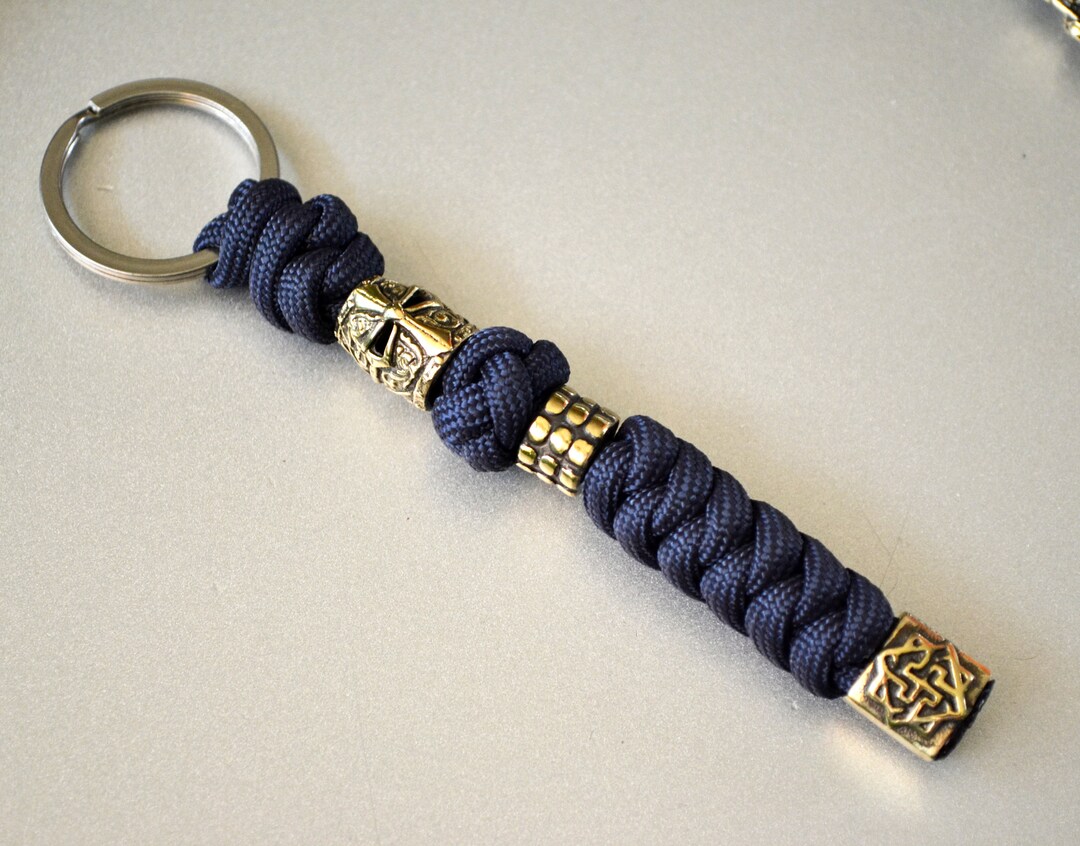 Key Ring/keychain From Paracord With Templar Helmet and Round Brass ...
