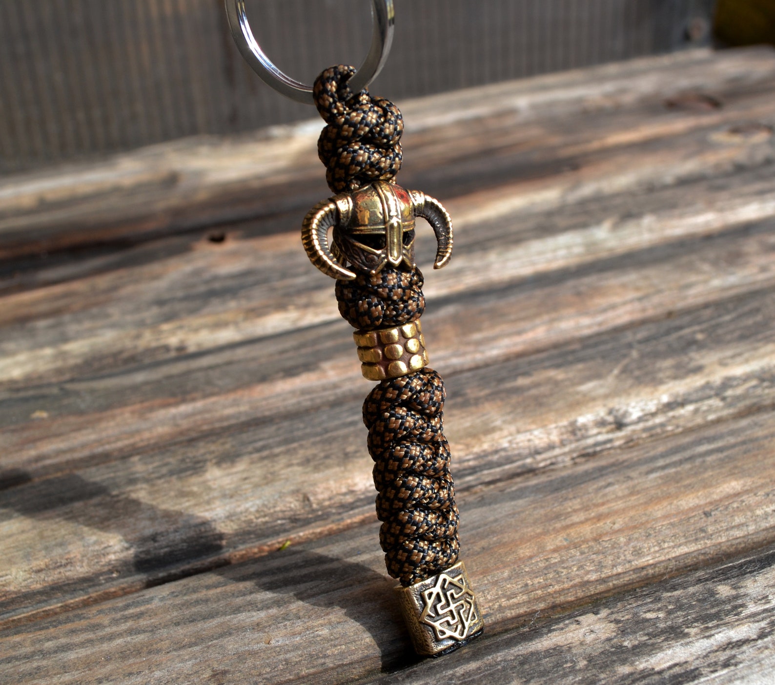 Key Ring/keychain From Paracord With Viking Helmet and Round Brass ...