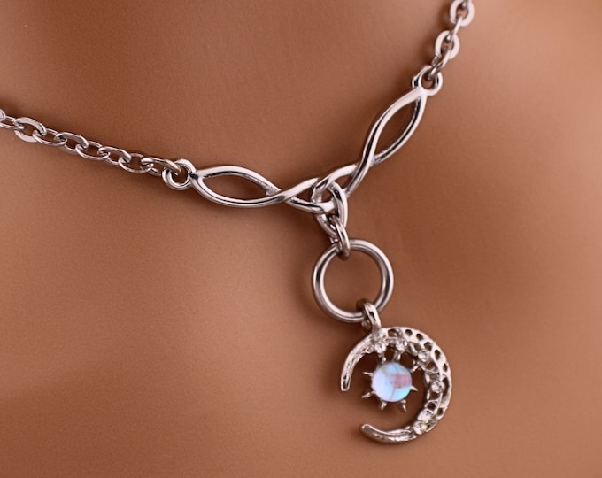 Celtic O Ring Day Collar and Moon Necklace by Captive Collars - Etsy