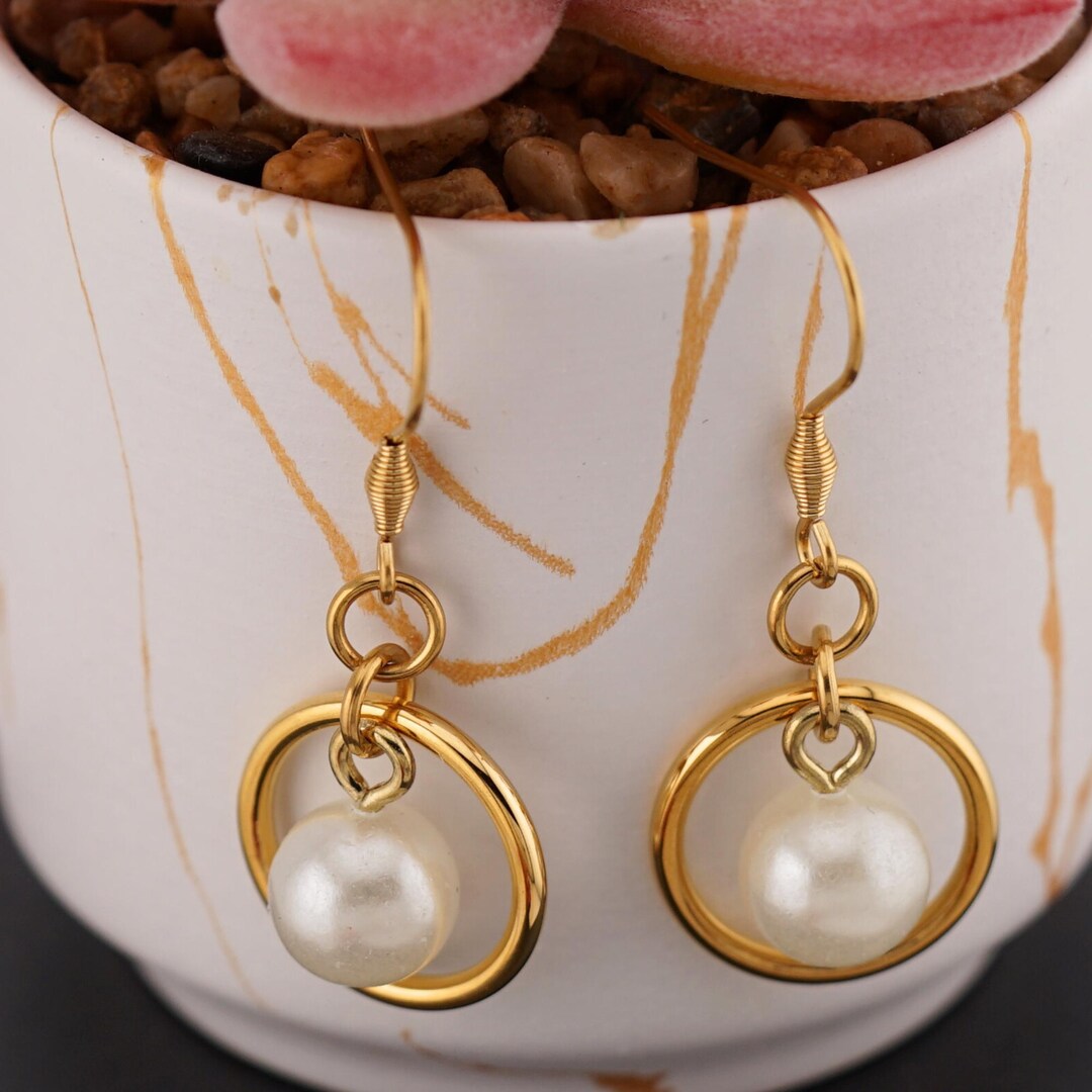 Gold Pearl O Ring Earrings Submssive Jewlery - Etsy