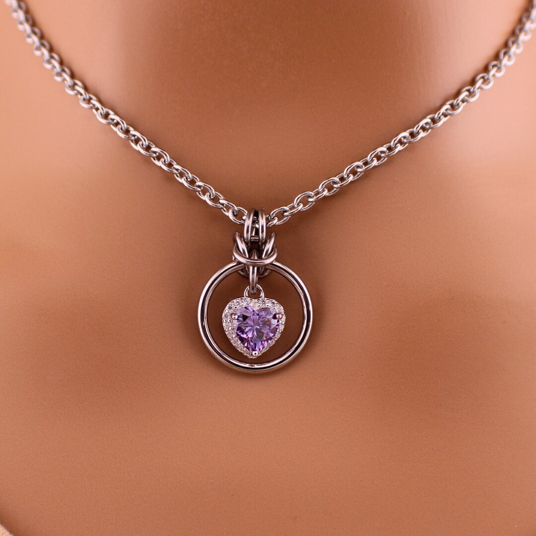 Amethyst Heart O-ring Day Collar – Elegant Submissive Jewelry by ...