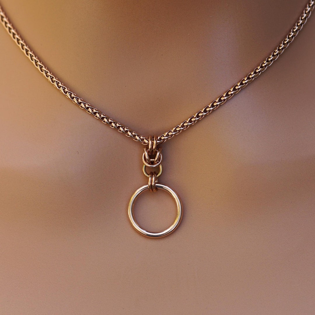 Rose Gold O Ring Day Collar Wheat Chain - Etsy