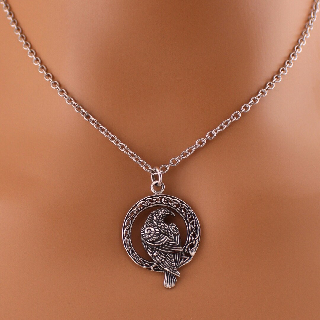 Sterling Silver Raven Pendant With Celtic Weave Necklace - Etsy