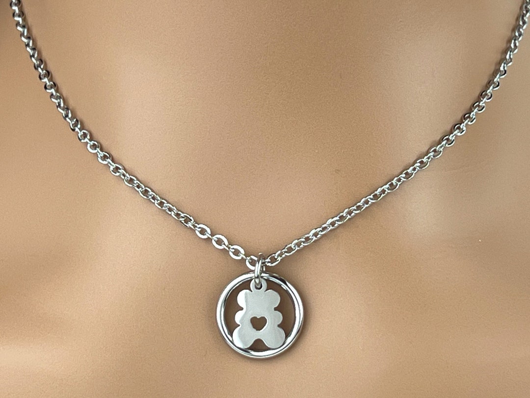 Discreet Day Collar With Teddy Bear Charm, Seamless O-ring Necklace ...