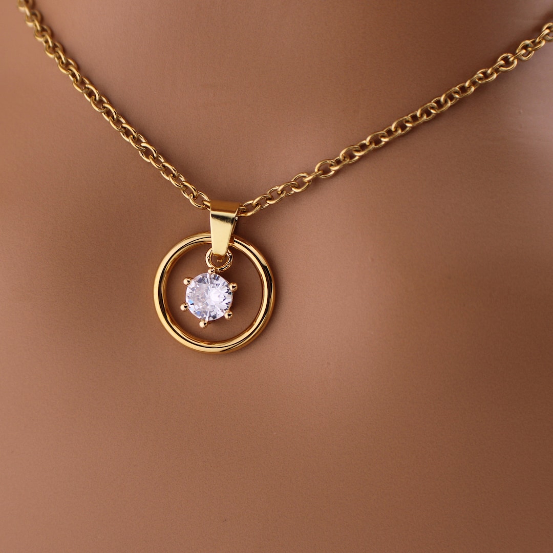 Gold O Ring Day Collar CZ Necklace - Etsy