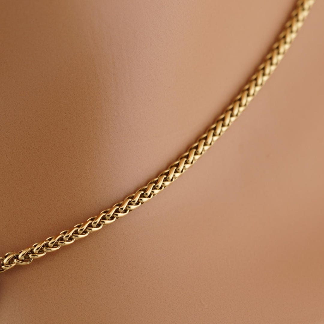 Wheat Chain Necklace: Gold Minimalist Layering - 2.5mm Thick - Etsy
