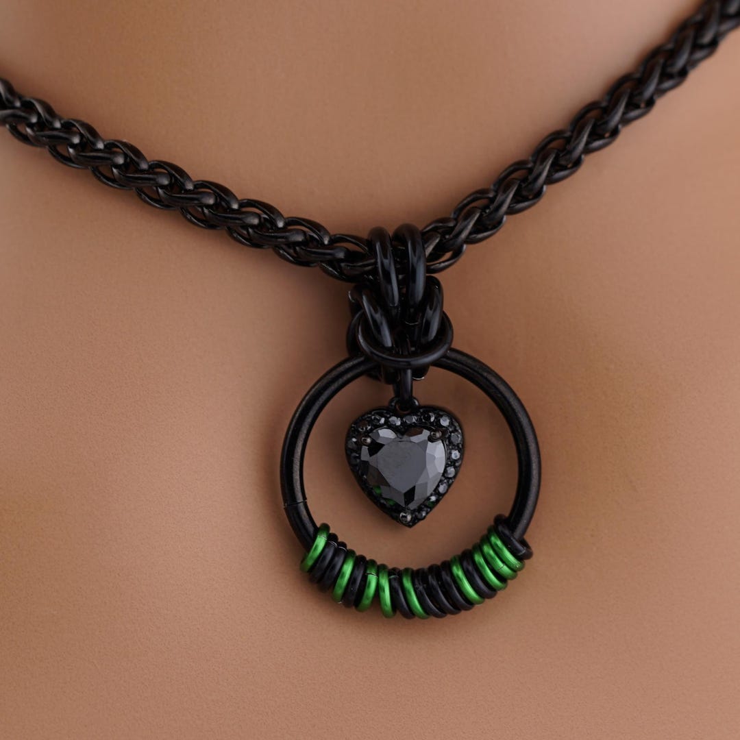 Dark Desire Morse Code O-ring Collar – Black CZ Heart - Etsy