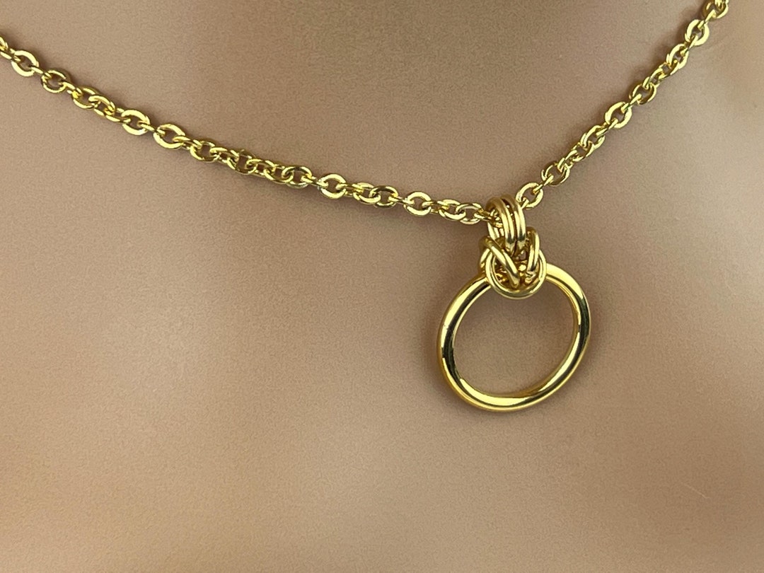 Submissive O Ring Collar, Gold Chainmaille Accent - Etsy
