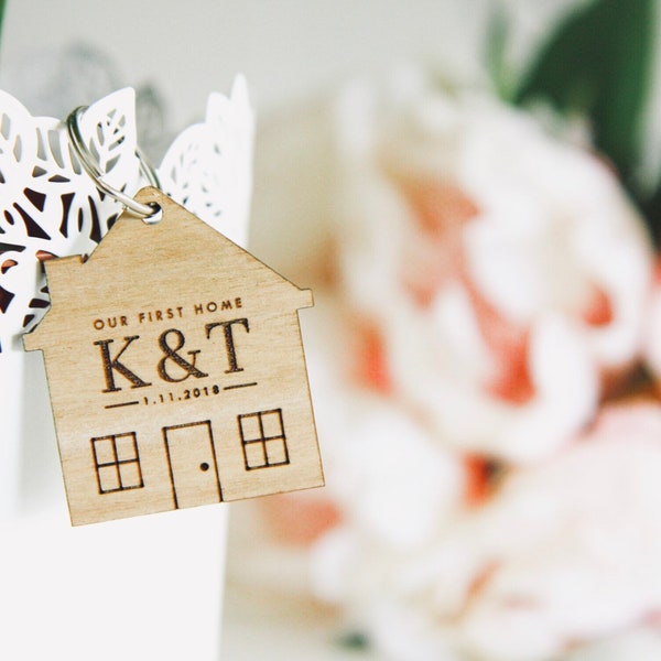 Our First Home Wooden Keychain - Etsy