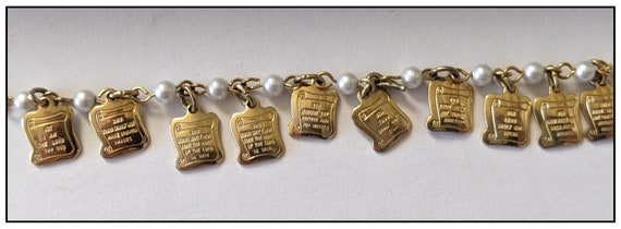 10 Commandments Cross Gold Tone and Faux Pearl Charm … - Gem