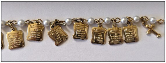 10 Commandments Cross Gold Tone and Faux Pearl Charm … - Gem