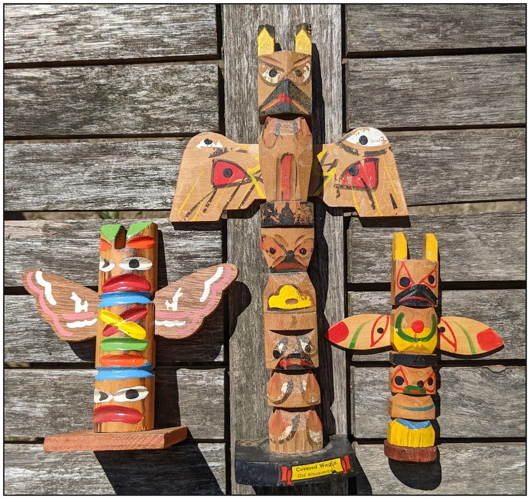 Wooden Totem Poles Authentic Hand Painted Souvenir Gift Shop - Etsy