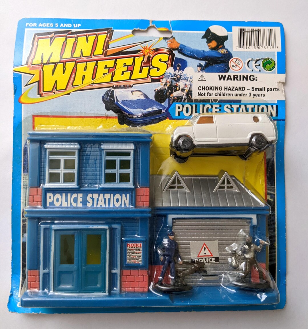 Vintage Mini Wheels Toy Police Station White Van Police Officer With ...