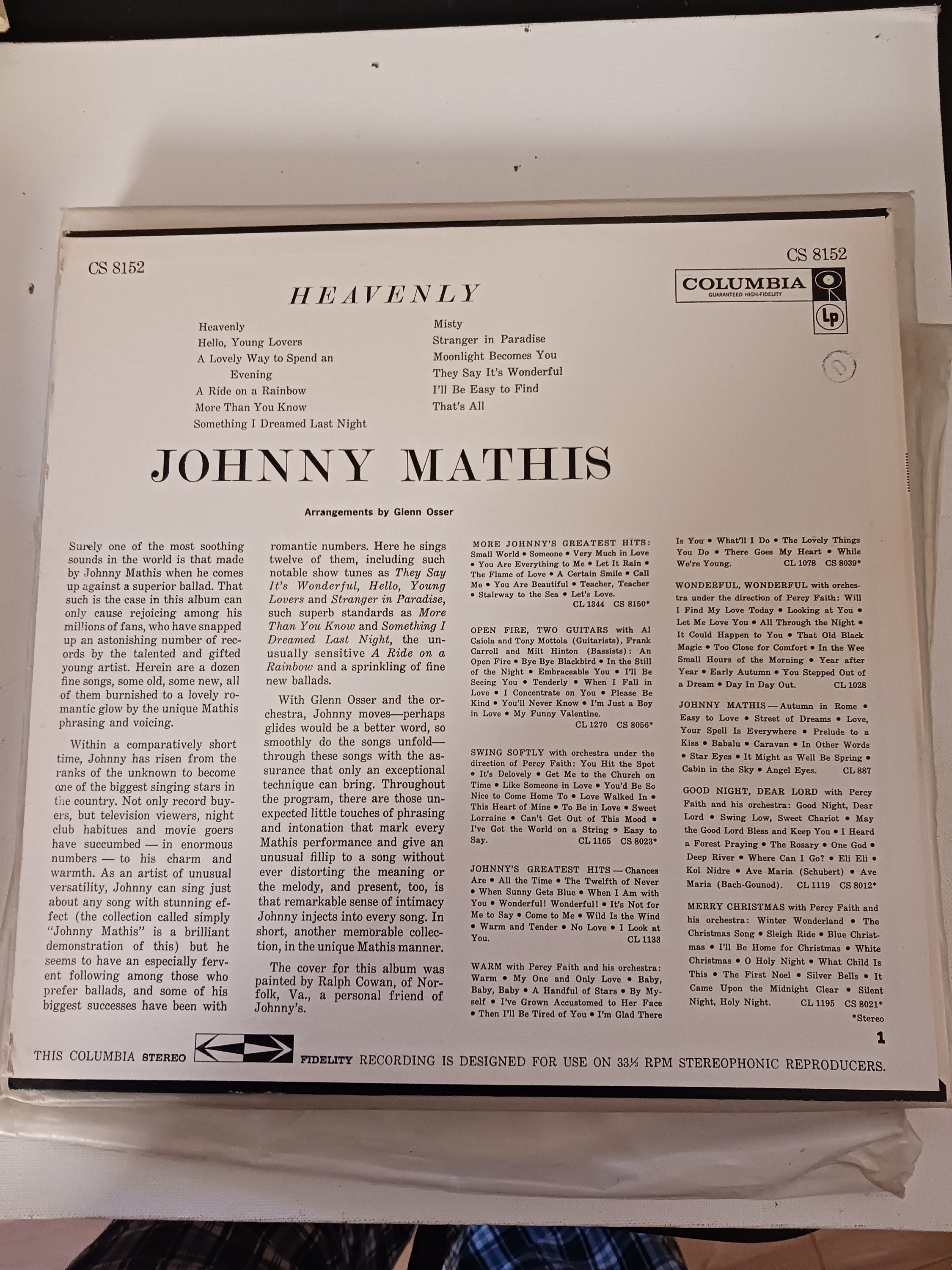 Johnny Mathis heavenly Vintage LP Good Condition Columbia Records - Etsy