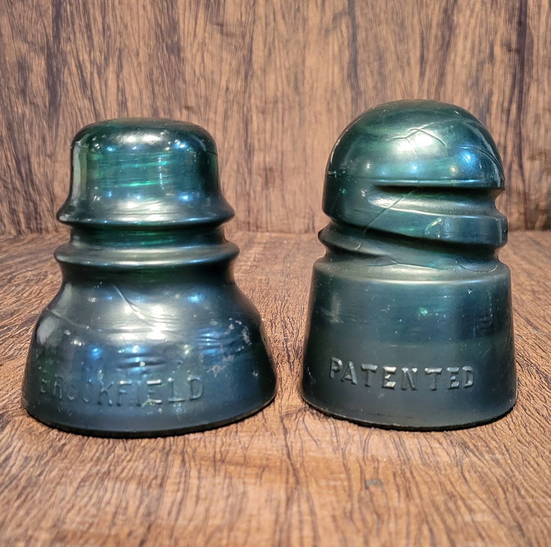 Set of 2 Blue Green Glass Insulators - Etsy