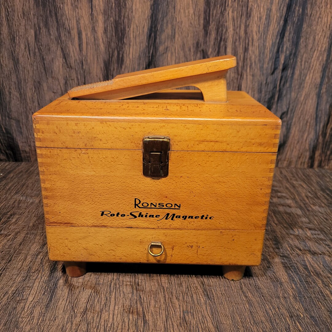 Vintage Ronson Roto Shine Wooden Shoe Shine Box With Bottom Drawer - Etsy