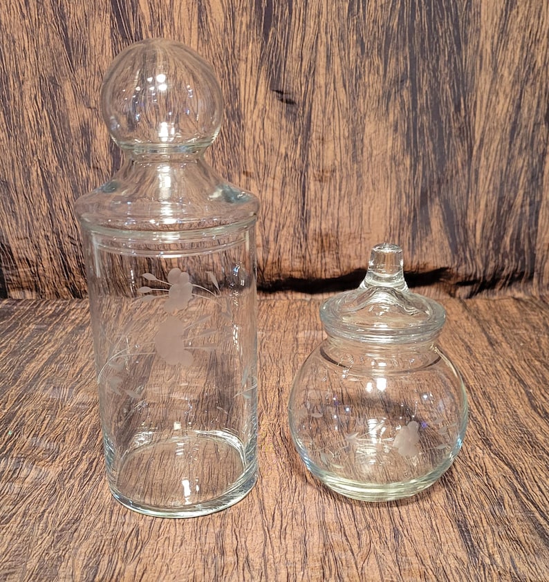 Set of 2 Princess House Heritage Jars With Lids, Candy and Cotton Ball ...