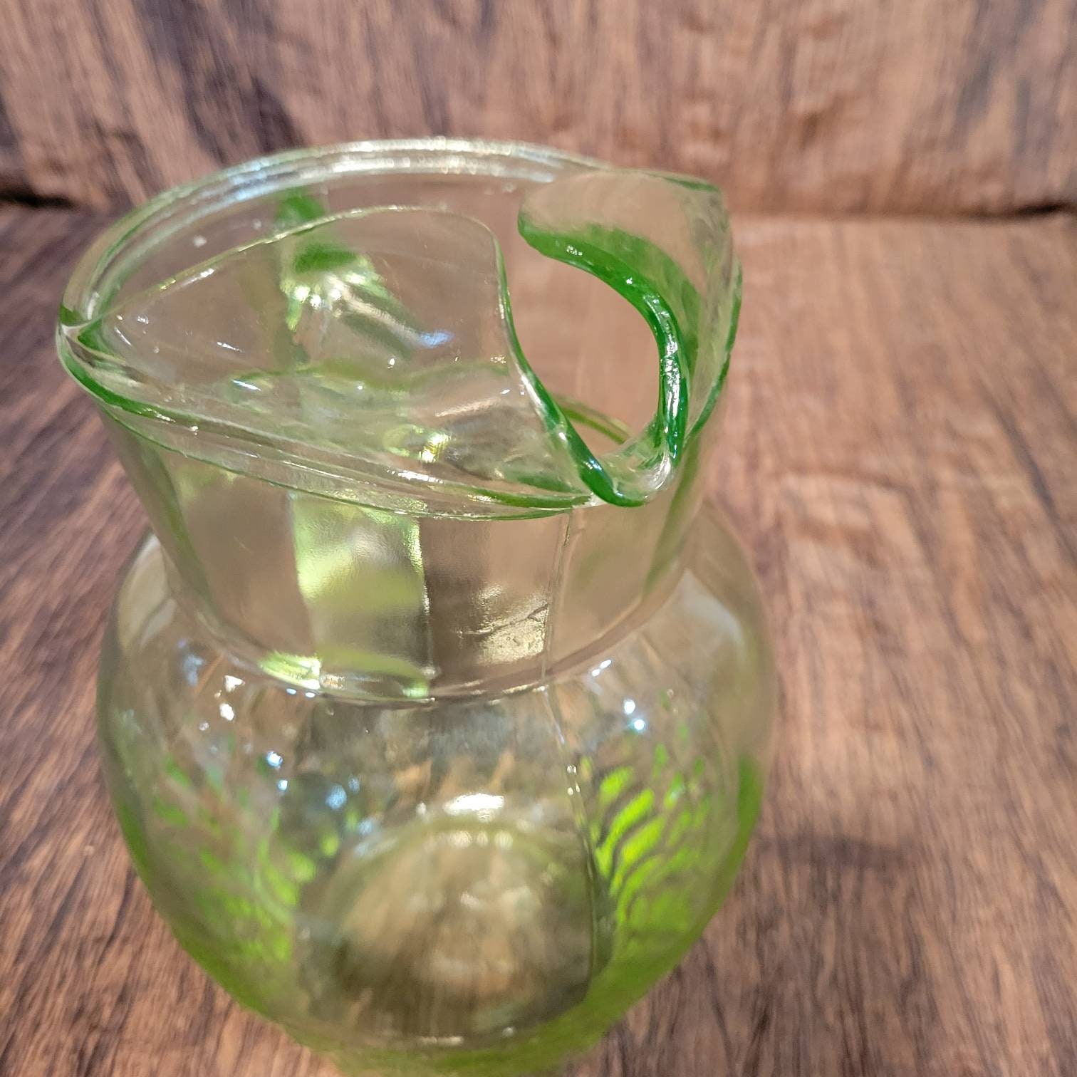 Large Vintage Uranium Glass Pitcher - Etsy