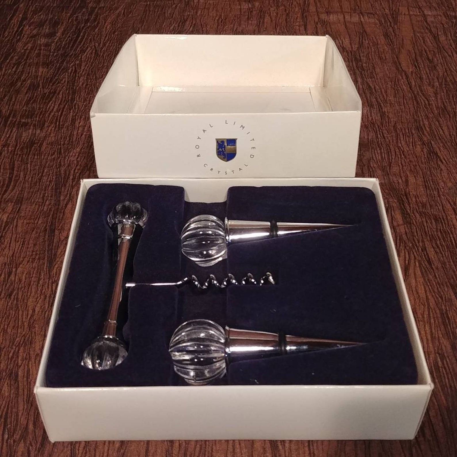 3 Piece Royal Limited Crystal Bar Set, 1 Cork Screw 2 Wine Stoppers - Etsy