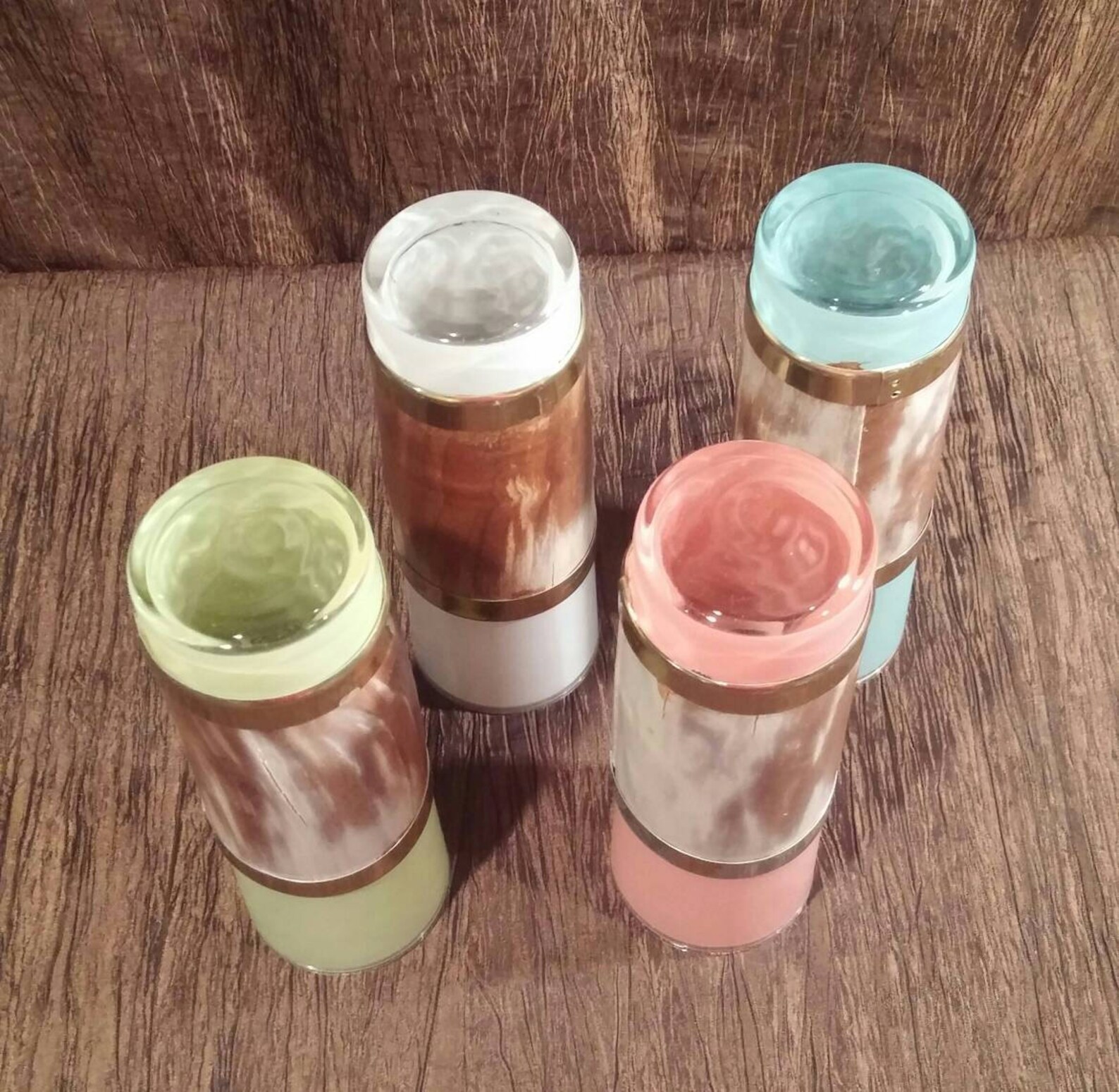 Set of 4 Vintage Siestaware Pastel Color Glasses With Wood - Etsy