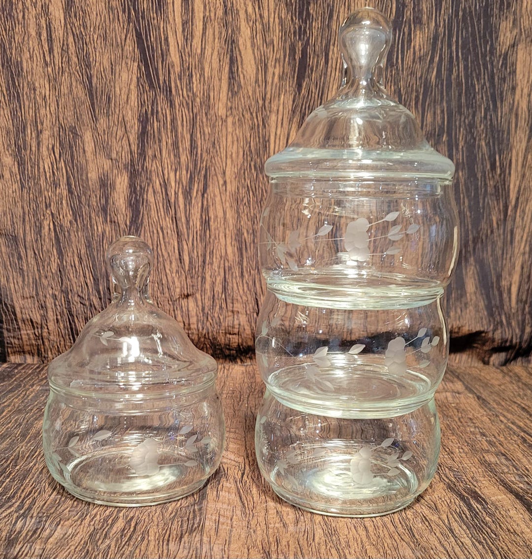 Princess House Heritage Set of 2 Stacking Jars With Lids - Etsy